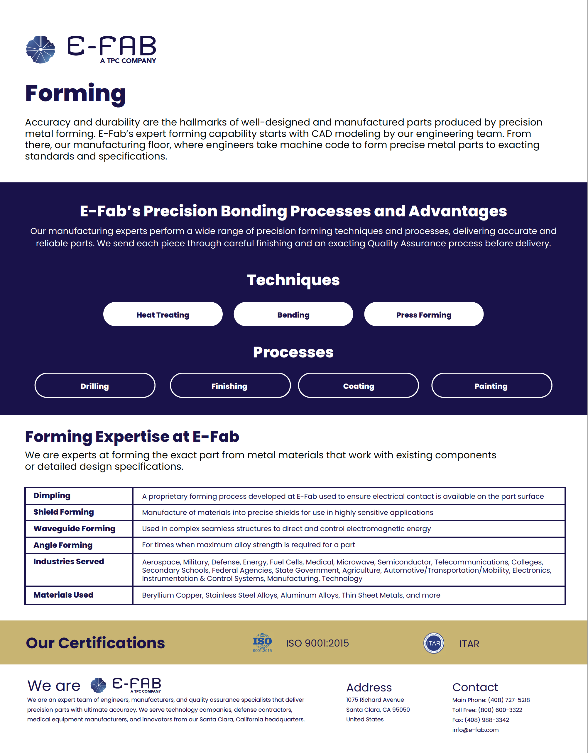 Custom & Precision Metal Fabricated Parts | E-Fab, Inc.